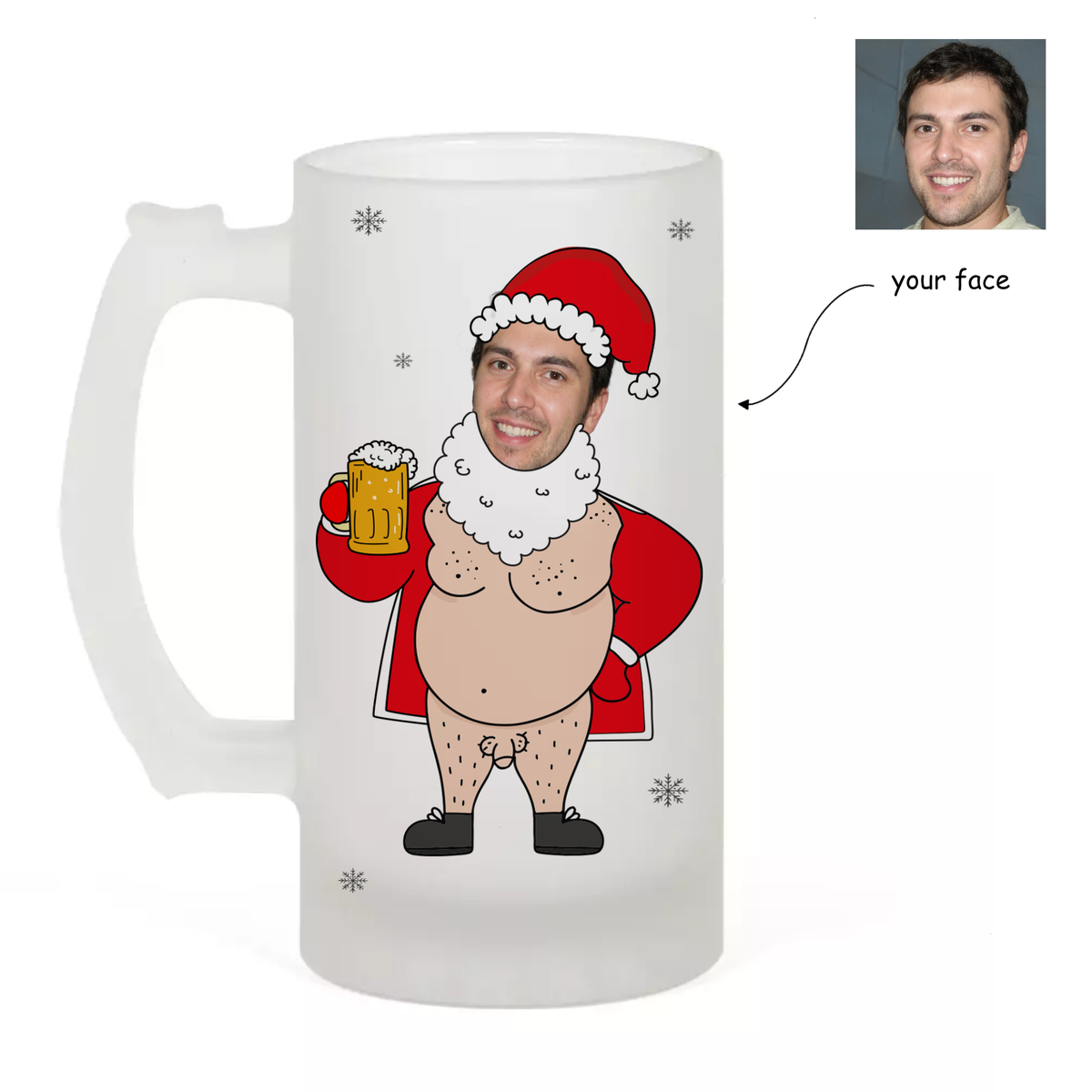 Personalised Face Beer Glass – Risque Gifts
