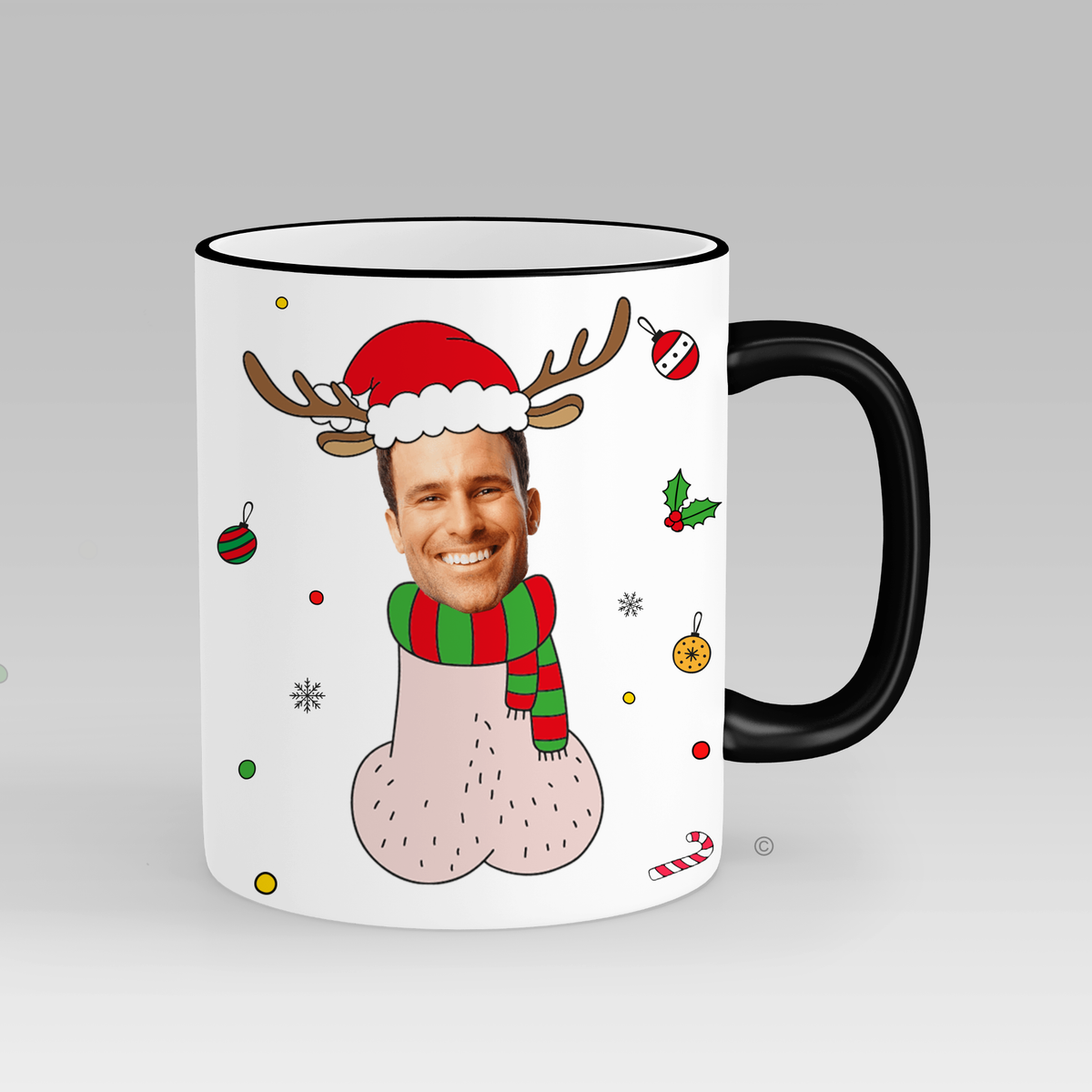 Personalised Willy Face Christmas Mug – Risque Gifts