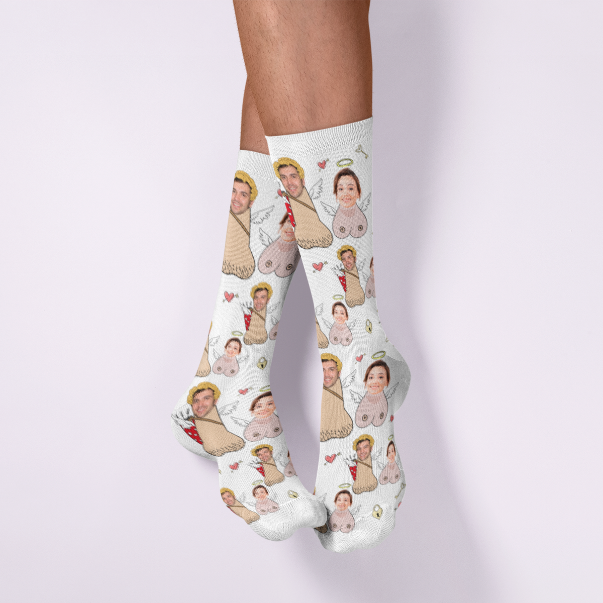 Personalised Cupid Couple Face Socks – Risque Gifts