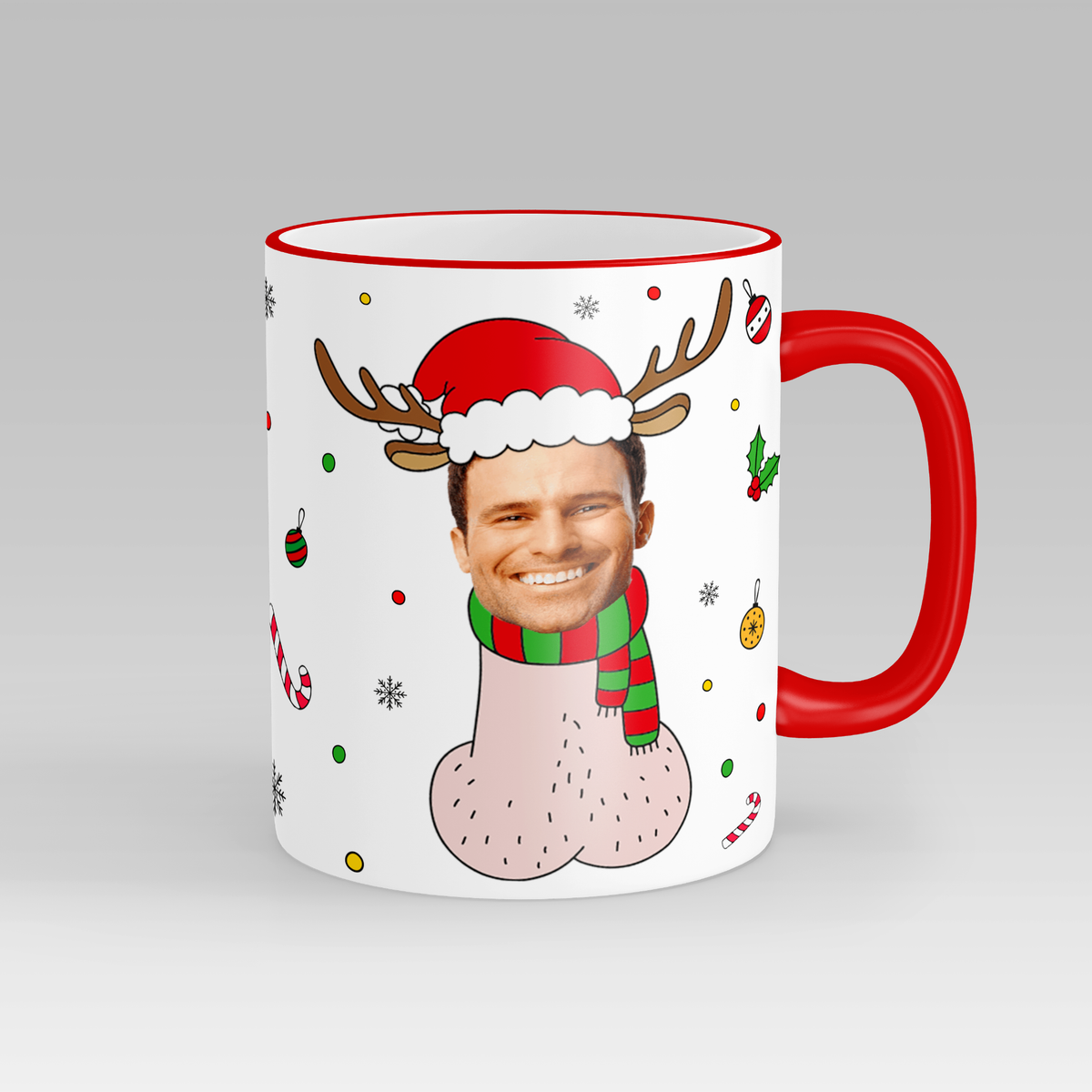 Personalised Willy Face Christmas Mug – Risque Gifts